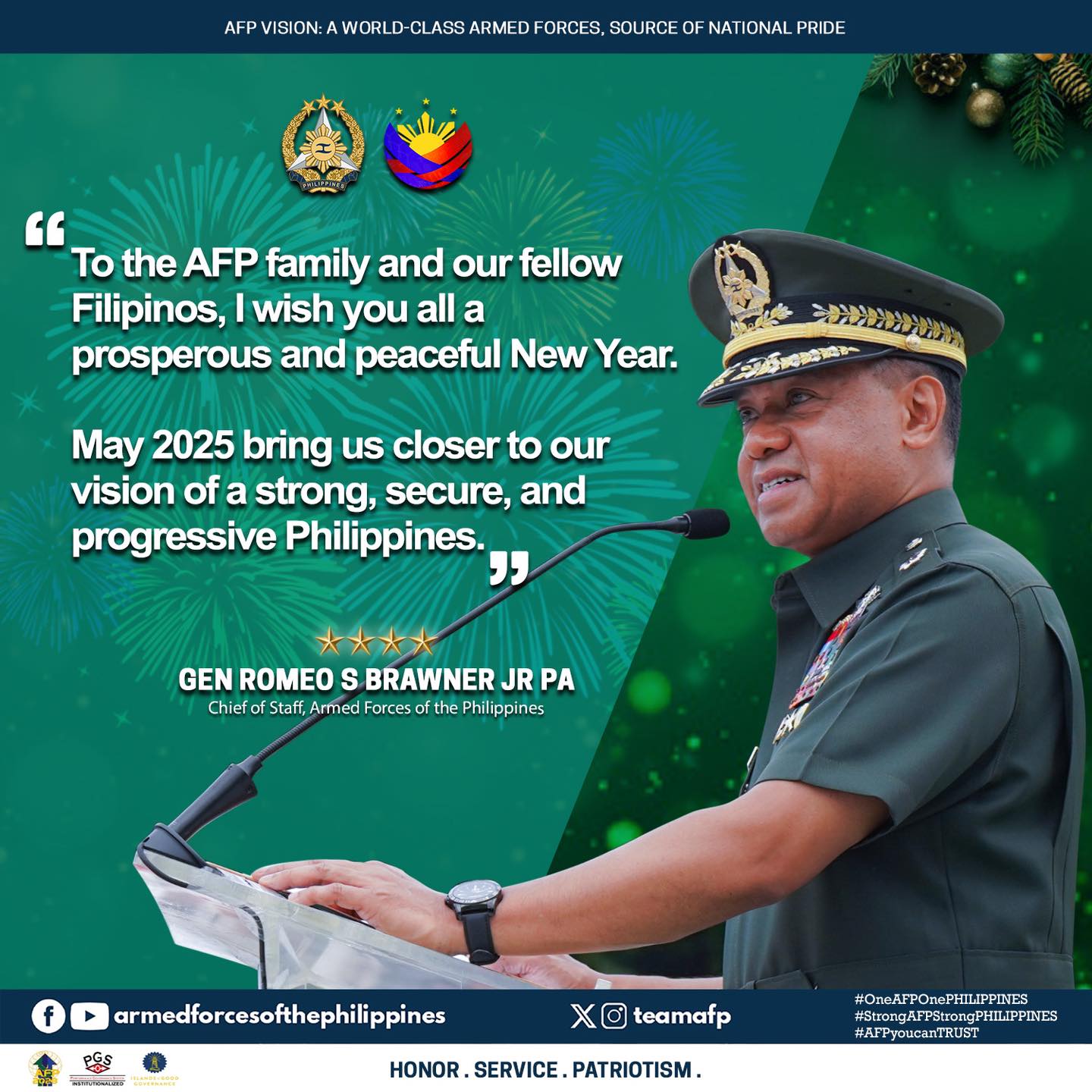 Message of the AFP Chief of Staff General Romeo S Brawner Jr, on New Year 2025